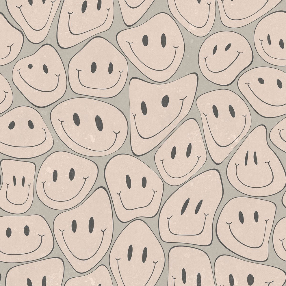 Rebel Walls Happy Rebel Smiley Behang - Soft Pink | Trendy Kinderbehang